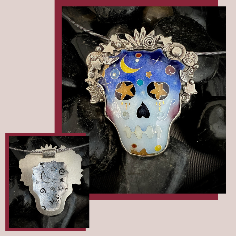 Celestial Skies Sugar Skull Front And Back Marianne Goodell Artist