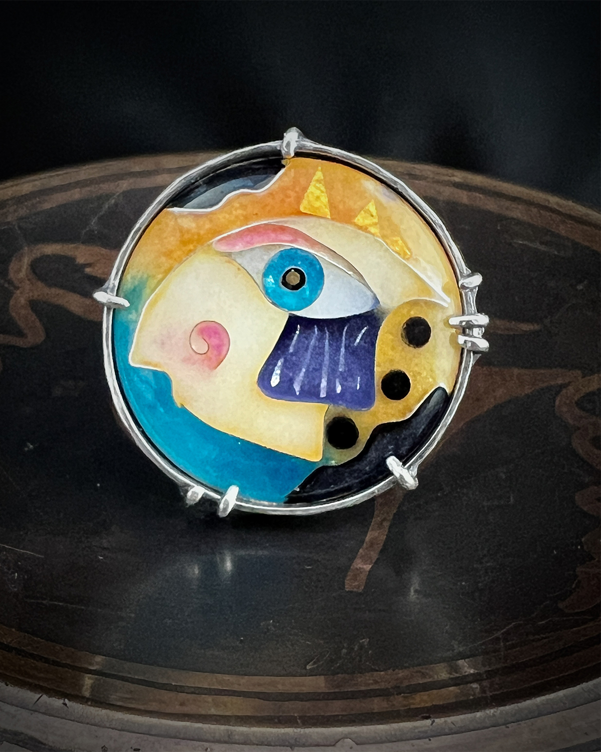 Clear Seeing Cubist Enamel Ring - Marianne Goodell - Artist/Jeweler