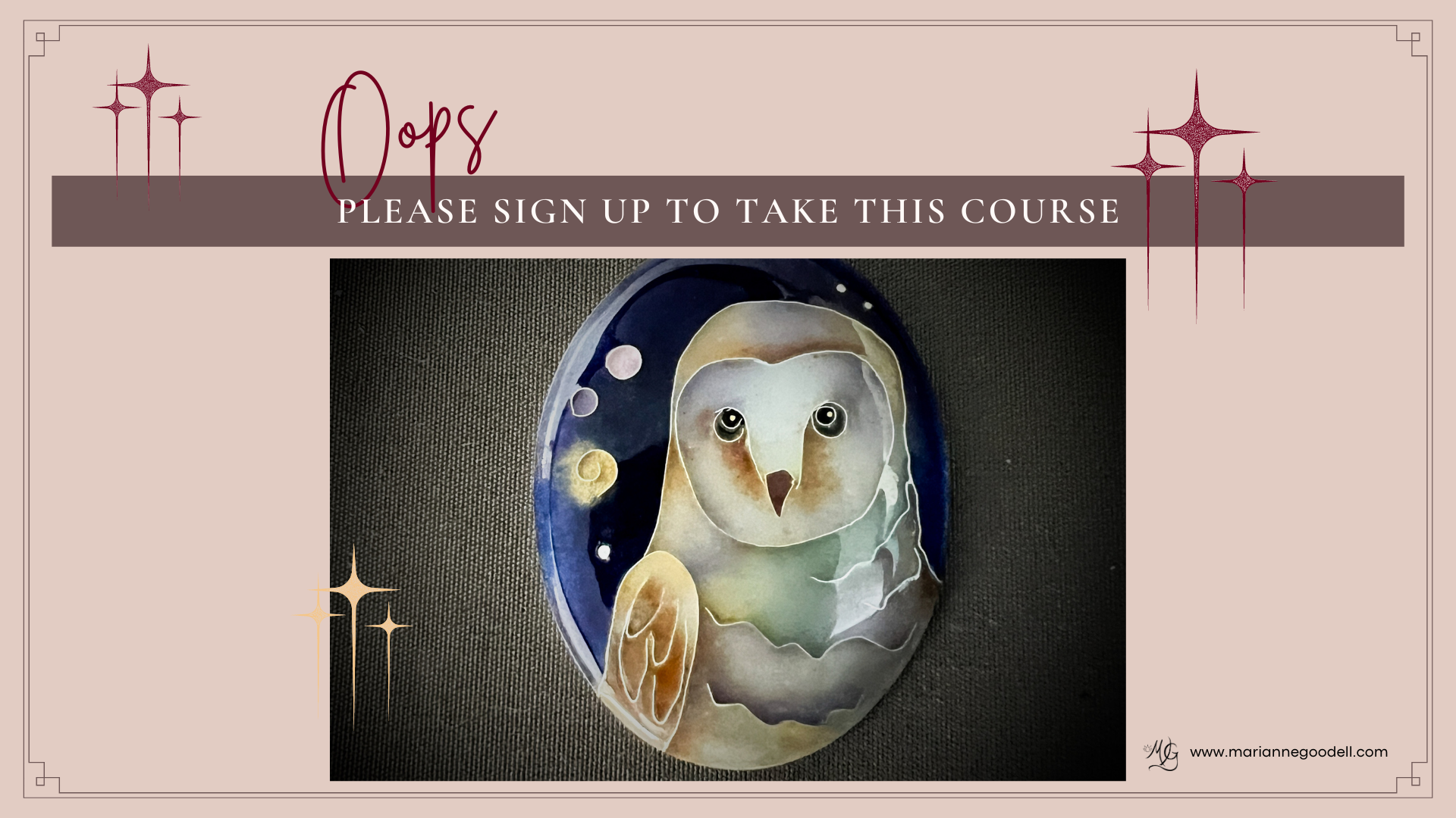 Owl Cloisonne Enameling Course Graphics | Marianne Goodell - Artist/Jeweler